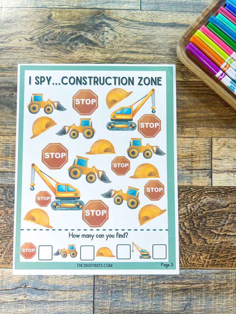 I Spy Construction Zone // I Spy Printable Game // Preschool Printables ...