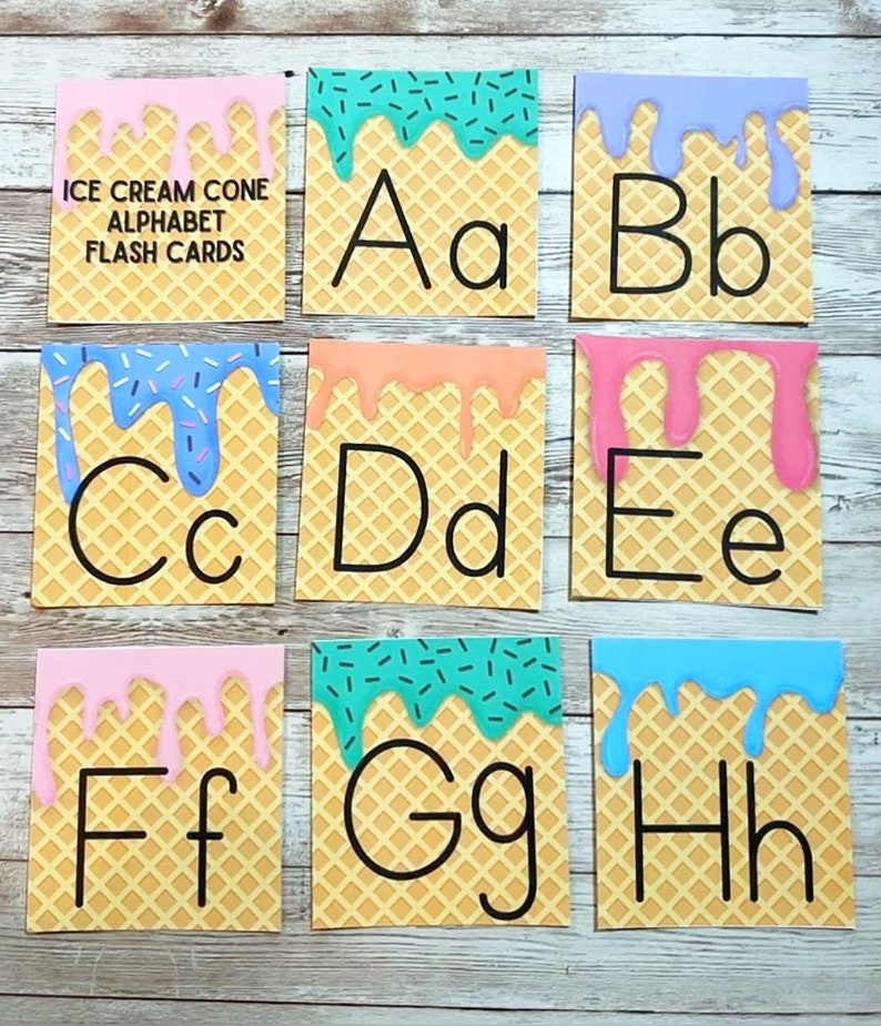 Ice Cream Cone Alphabet Flash Cards • Preschool Printable • Letter ...