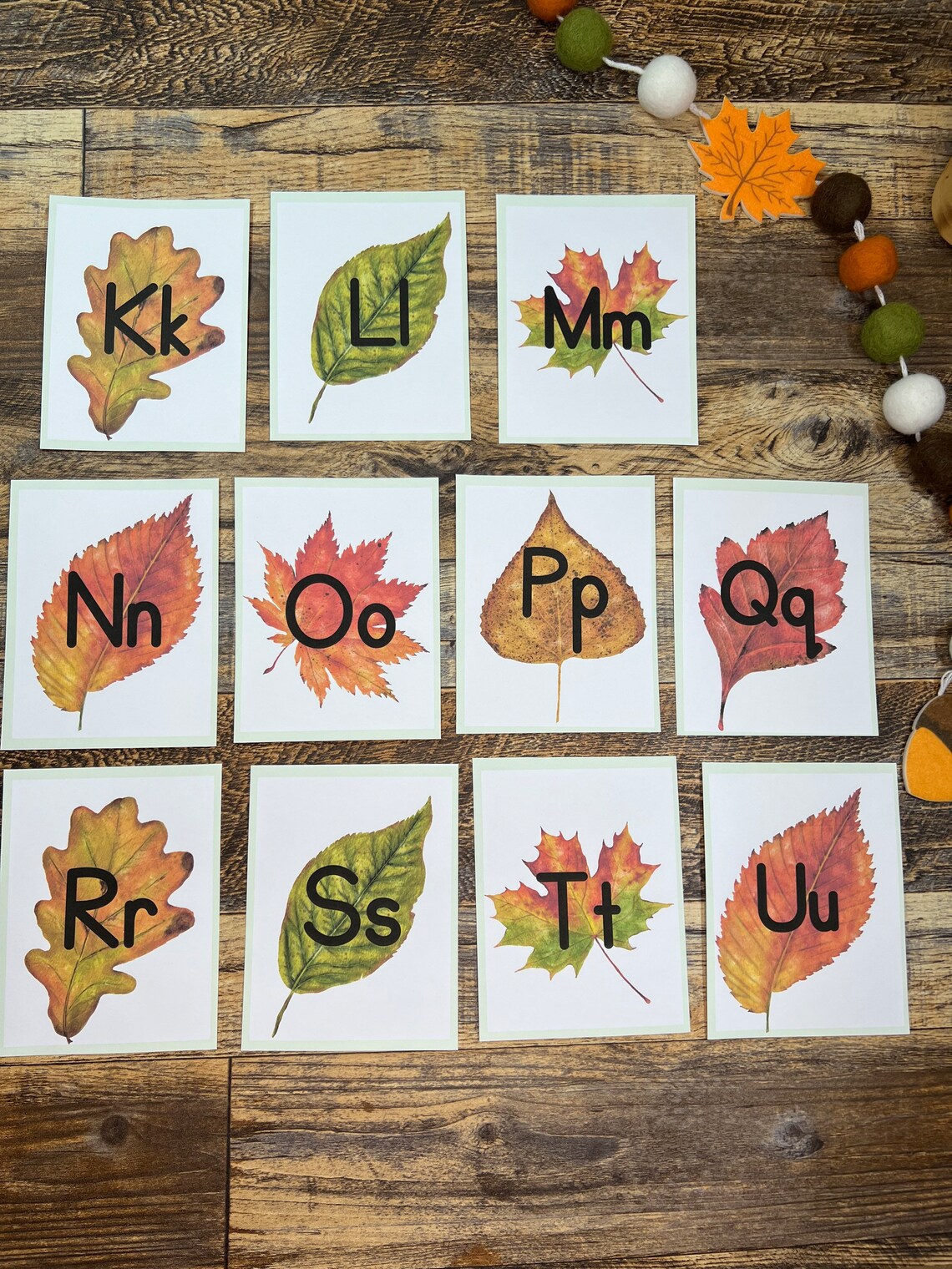 Fall Leaves ABC Flash Cards / Fall Halloween Learning - Etsy