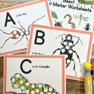 Insect Dot Marker Sheets • Montessori Printable • Do-a-dots • Mini ...