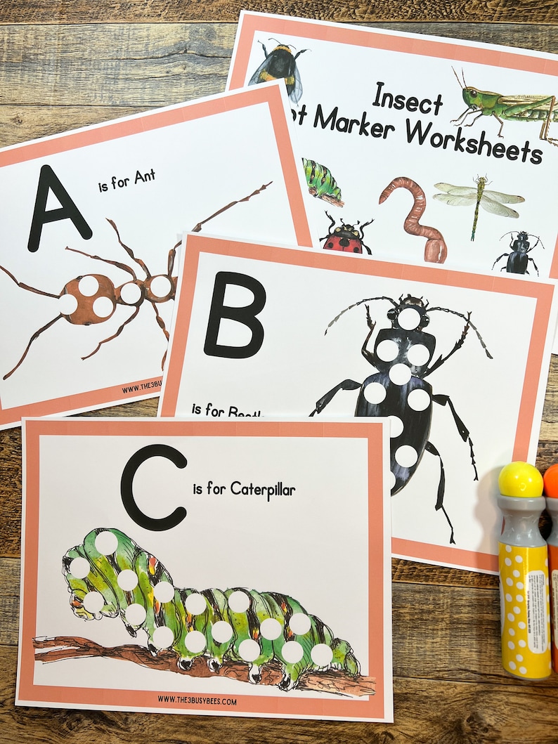 Insect Dot Marker Sheets • Montessori Printable • Do-a-dots • Mini ...