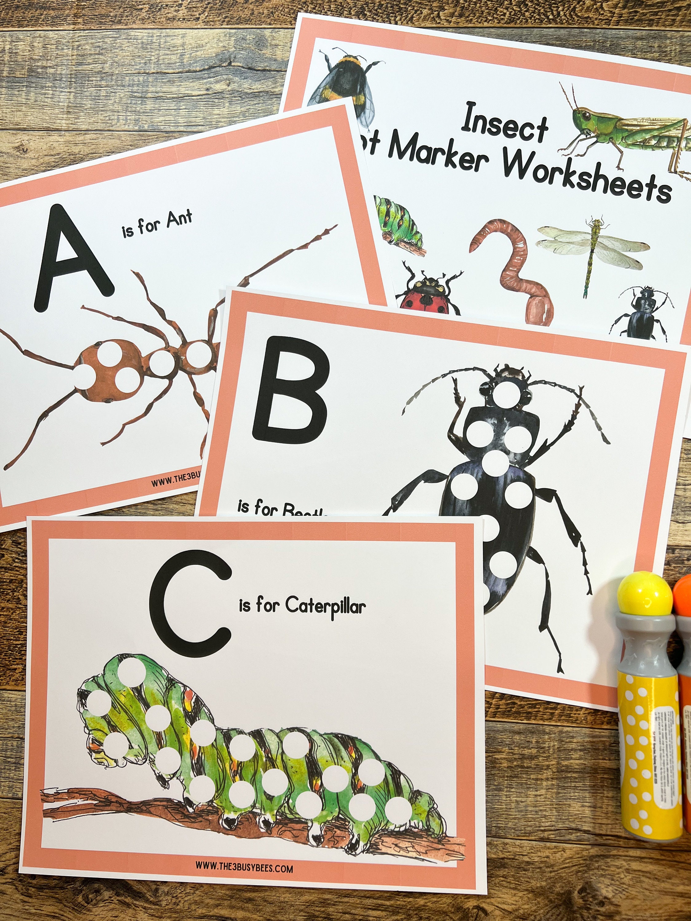 Insect Dot Marker Sheets • Montessori Printable • Do-a-dots • Mini ...
