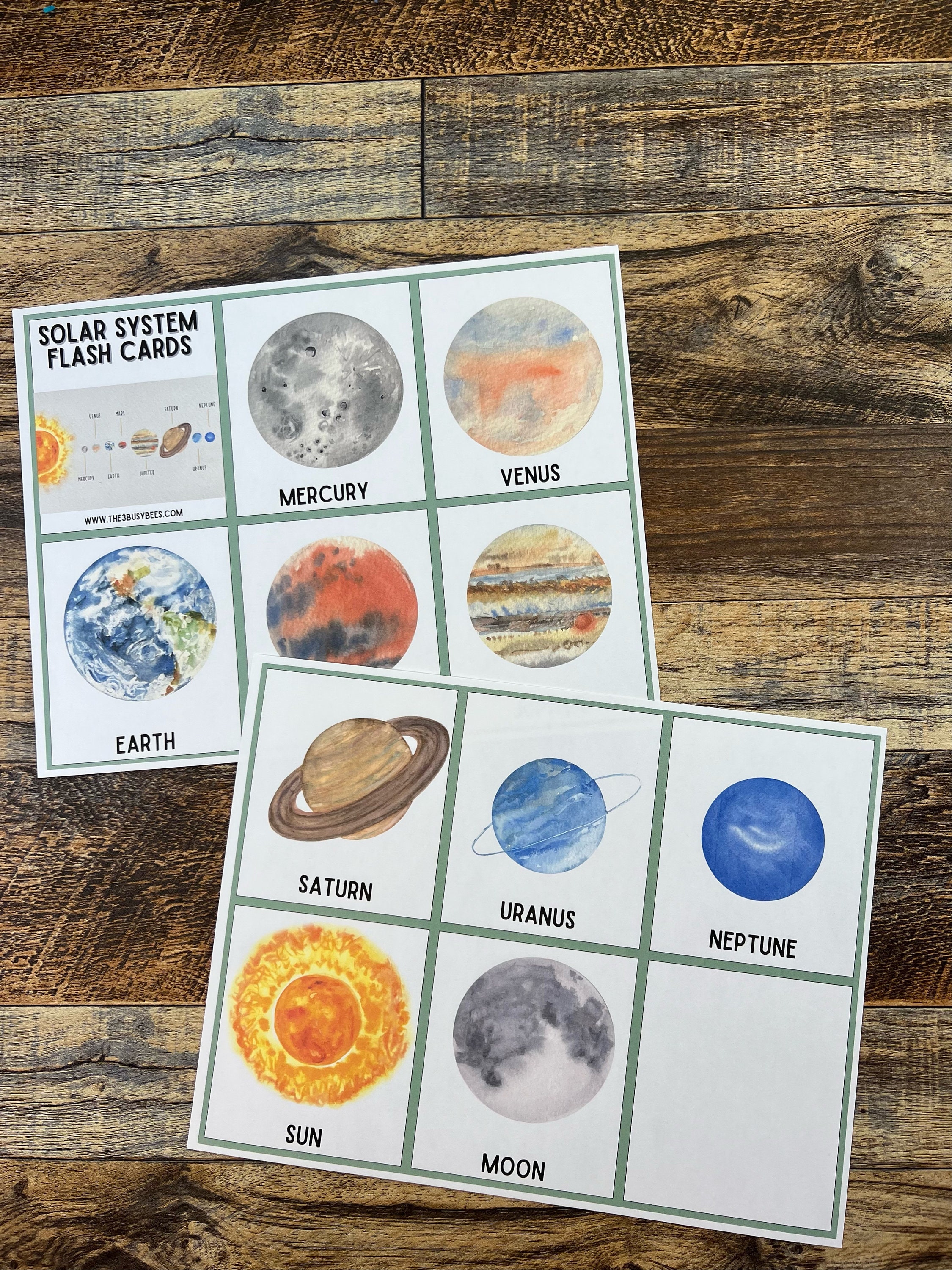 Solar System Flash Cards Printable Solar System Learning Planets ...