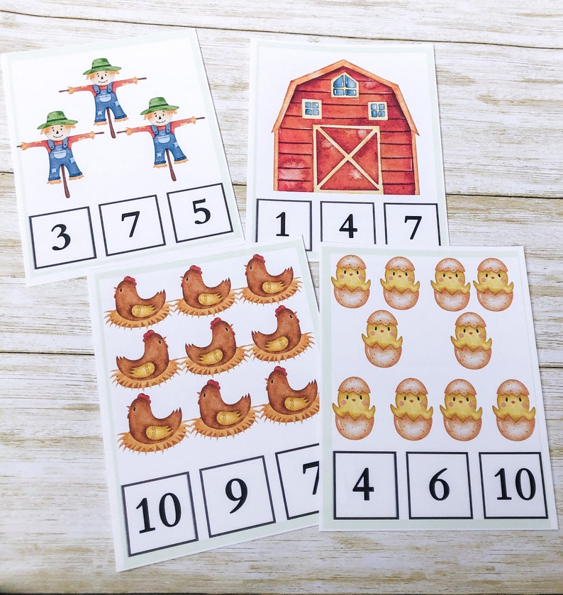 Barnyard Count and Clip Printable Clothespin Match Activity - Etsy