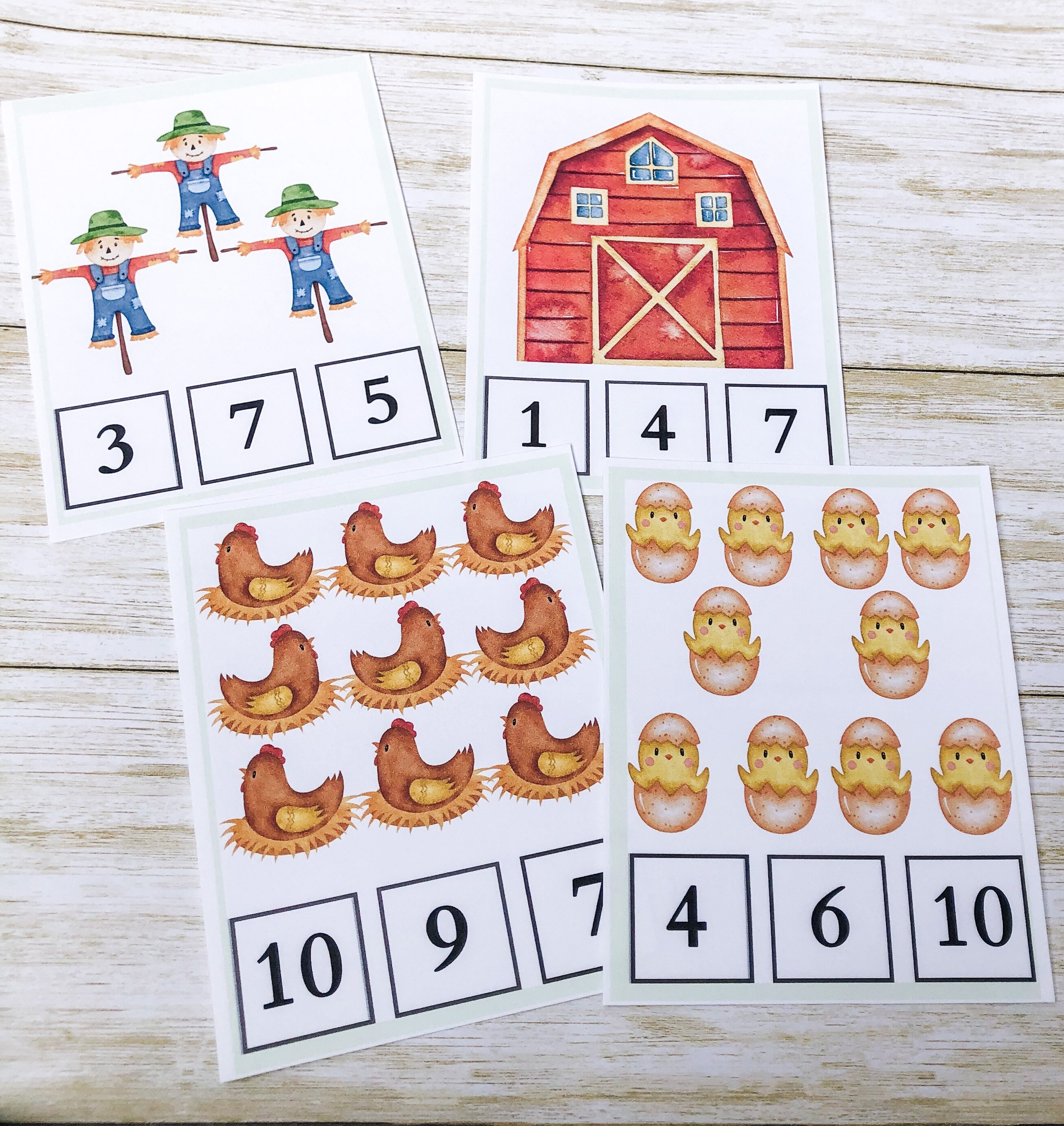 Barnyard Count and Clip Printable • Clothespin Match Activity - Etsy