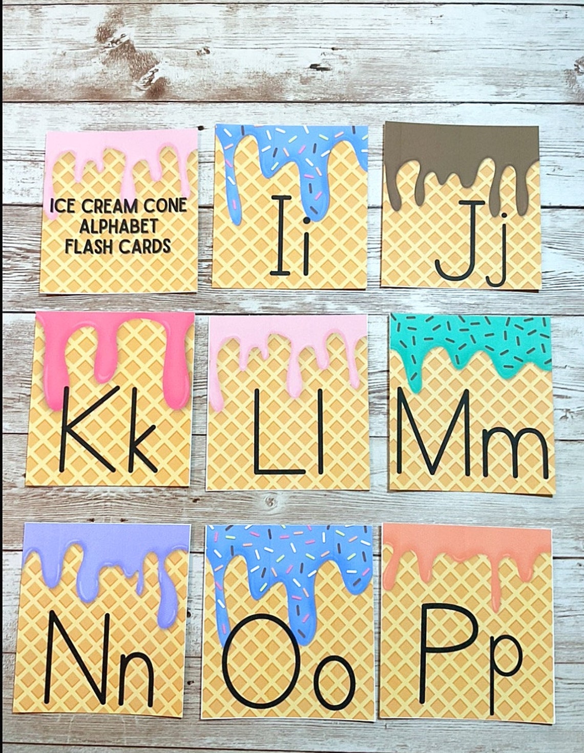 Ice Cream Cone Alphabet Flash Cards • Preschool Printable • Letter ...