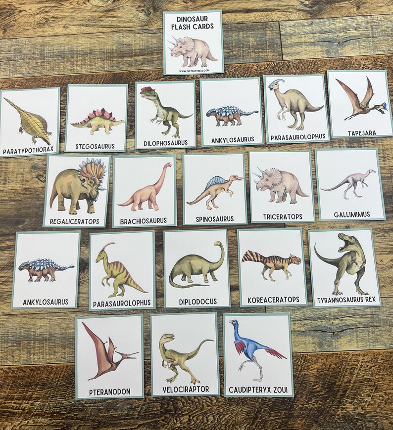 Dinosaur Flash Cards // Watercolor Flash Cards - Etsy