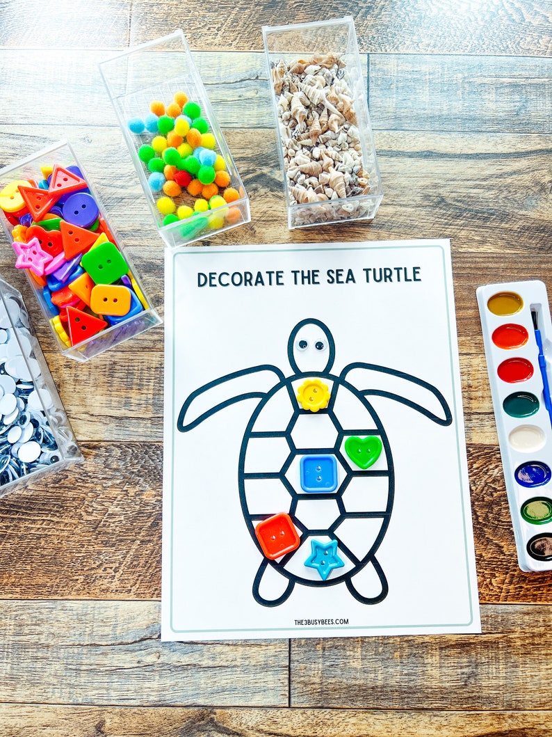 Decorate the Sea Turtle Printable / Art Activity / Preschool Learning ...