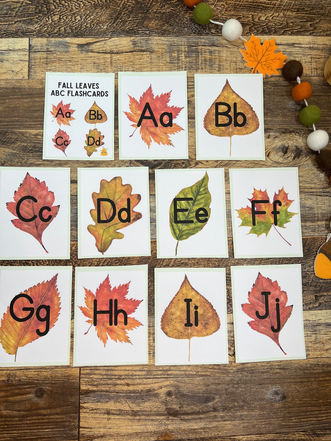 Fall Leaves ABC Flash Cards / Fall Halloween Learning - Etsy