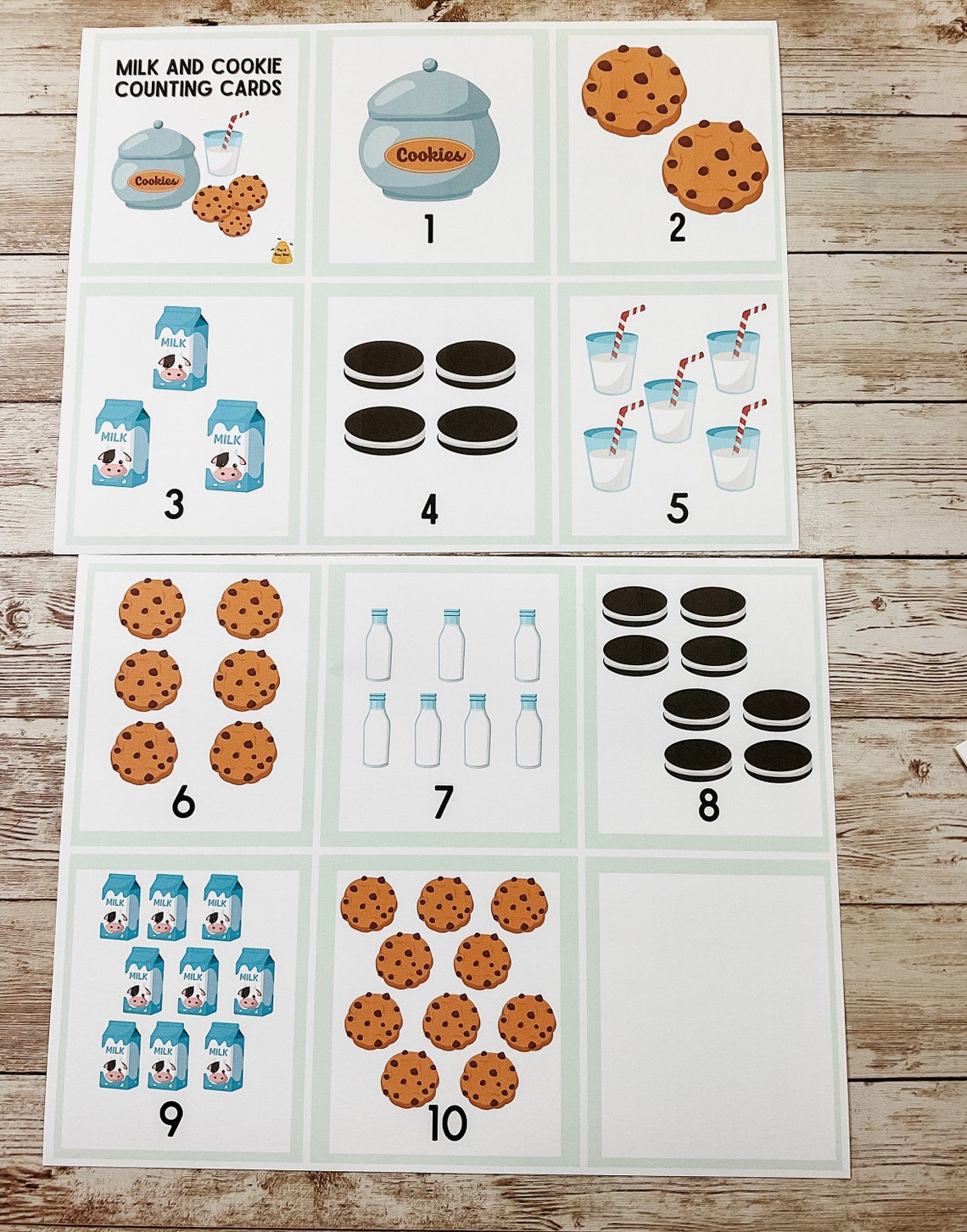 Milk and Cookies Counting Cards • Number Recognition Activity ...