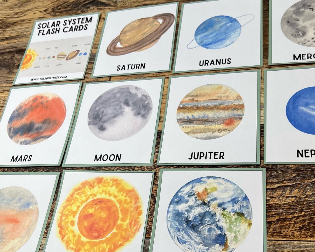 Solar System Flash Cards Printable • Solar System Learning • Planets ...