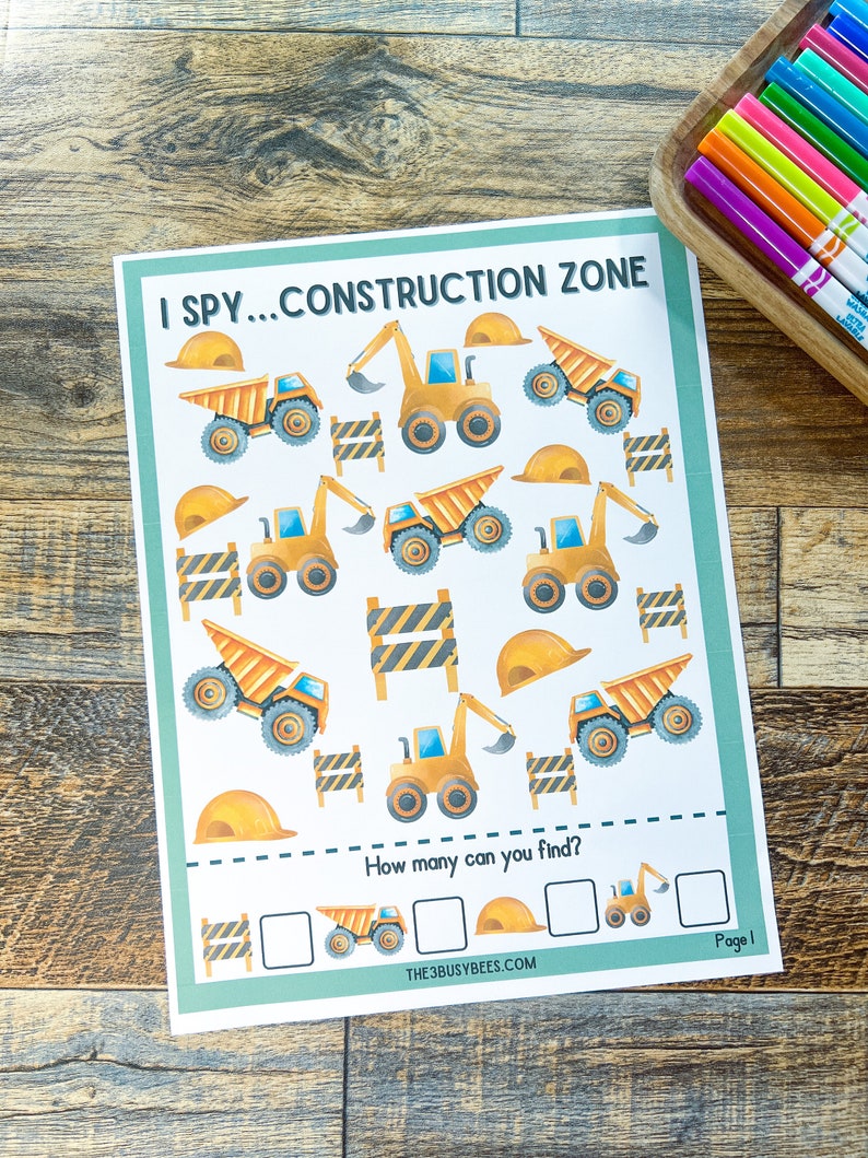 I Spy Construction Zone // I Spy Printable Game // Preschool Printables ...
