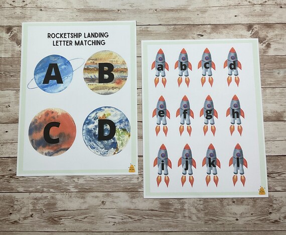 Rocketship Landing Alphabet Learning Game Solar System | Etsy