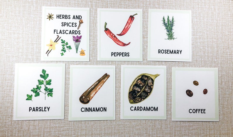 Herbs and Spices Flash Cards Printable • Preschool Printable • Crunchy ...