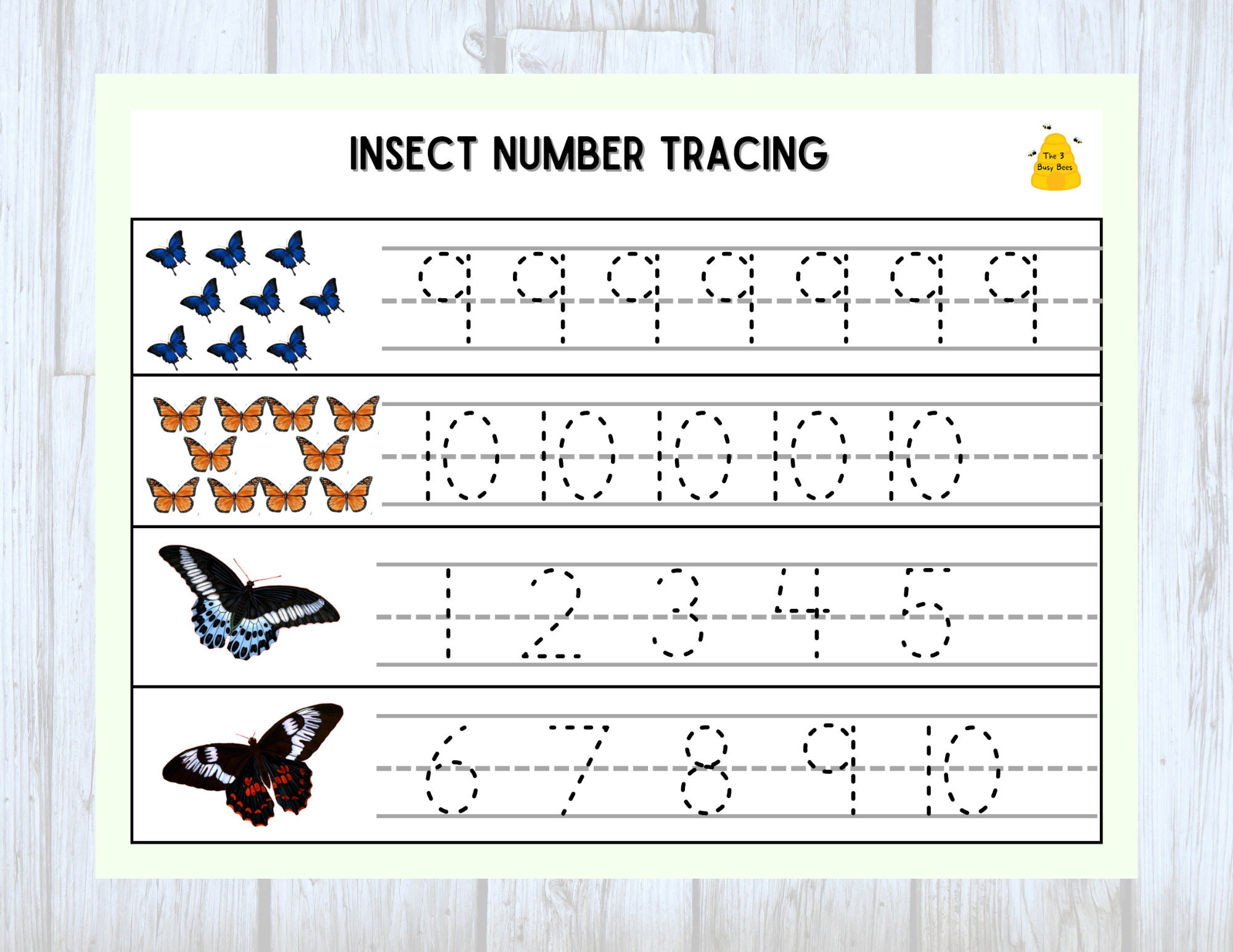 Butterfly Number Tracing • Montessori Printable • Butterfly Study ...