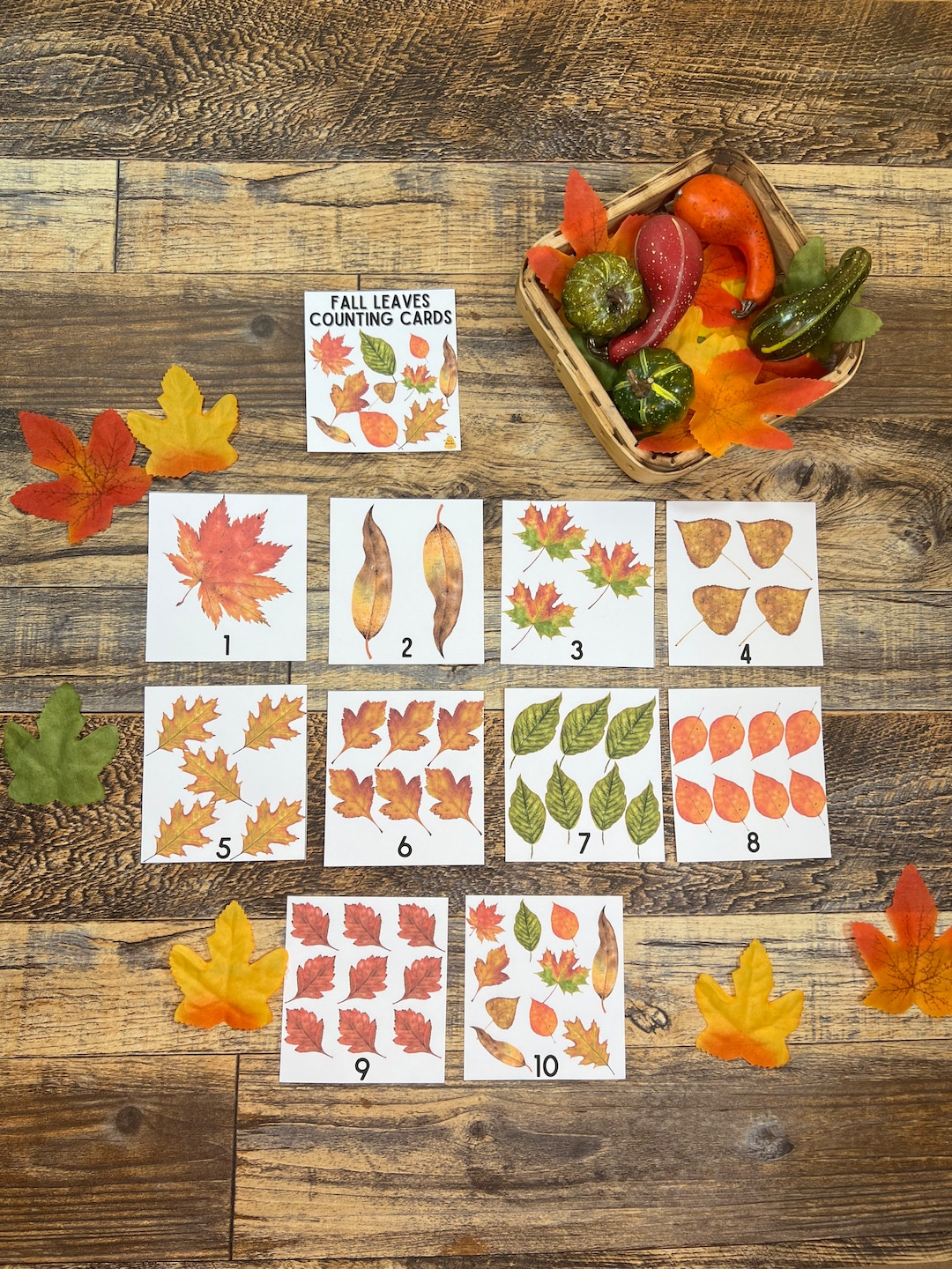 Fall Leaves Counting Cards / Fall Halloween Learning - Etsy