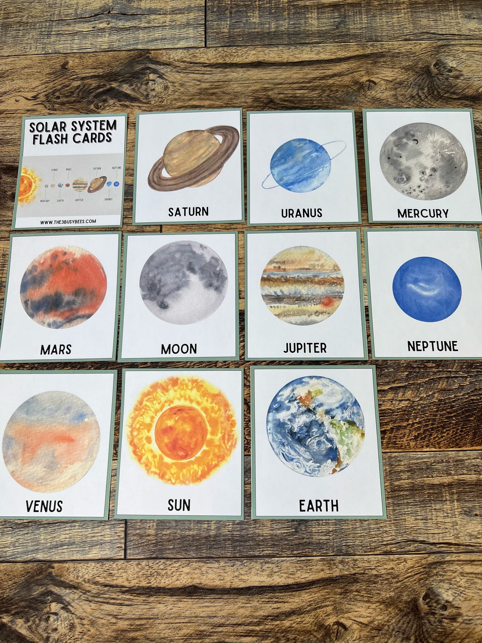 Solar System Flash Cards Printable • Solar System Learning • Planets ...