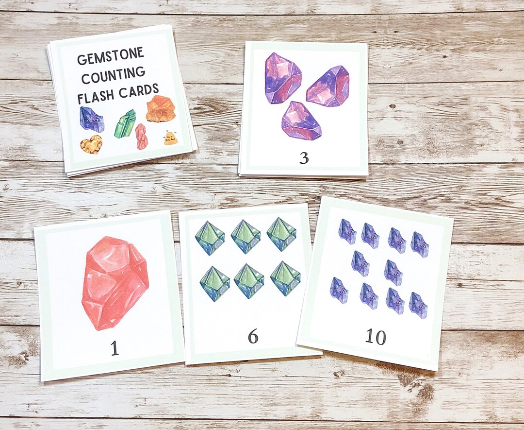 Crystal and Gemstone Counting Flashcards Printable • Preschool ...