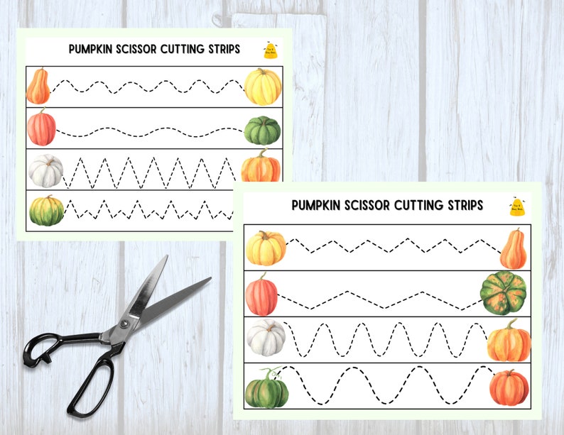 Pumpkin Scissor Cutting Strips / Fall and Halloween Learning - Etsy
