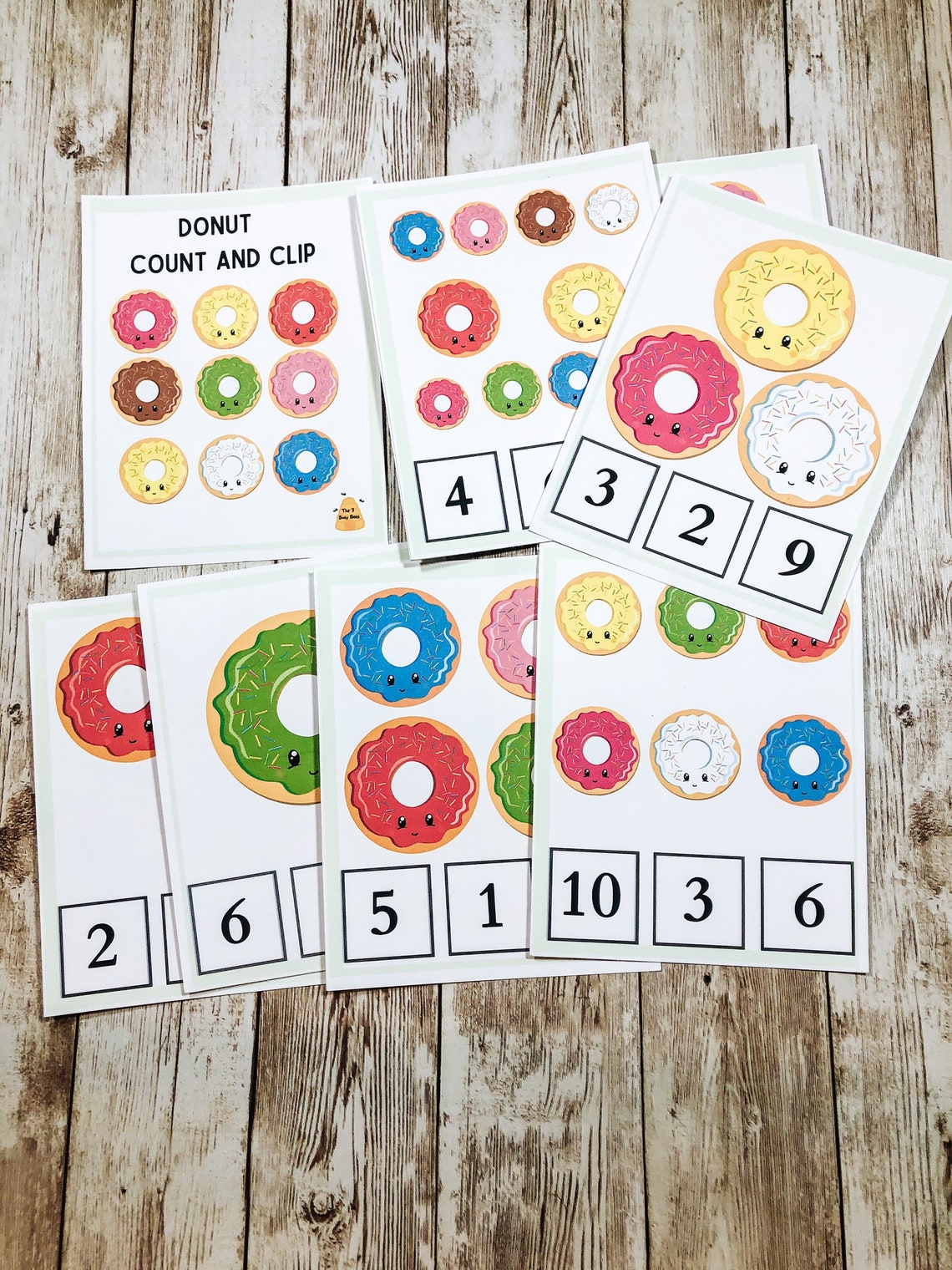 Donut Count and Clip Flashcards Printable Preschool - Etsy