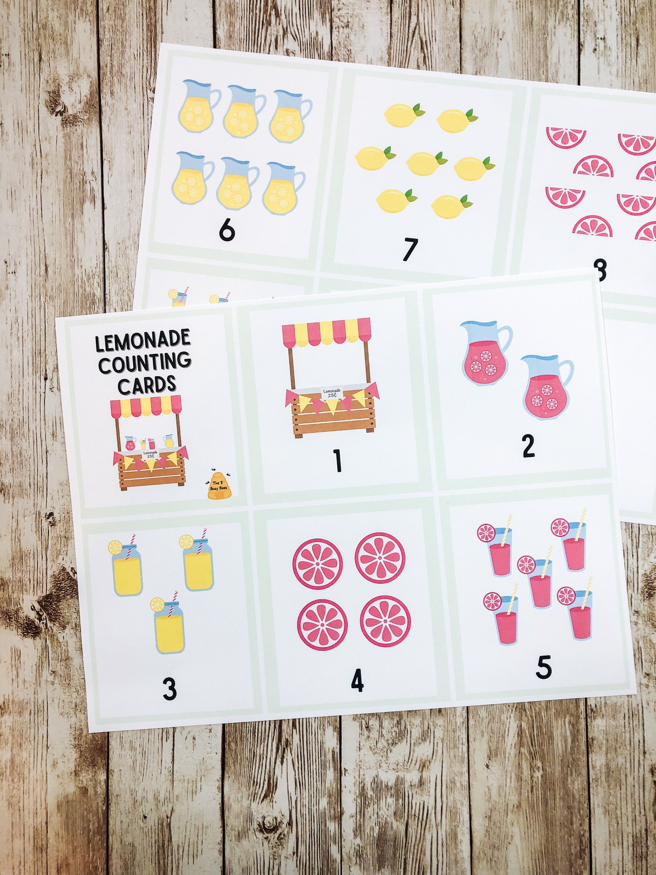 Lemonade Counting Cards Printable • Lemonade Number Learning • Lemonade ...