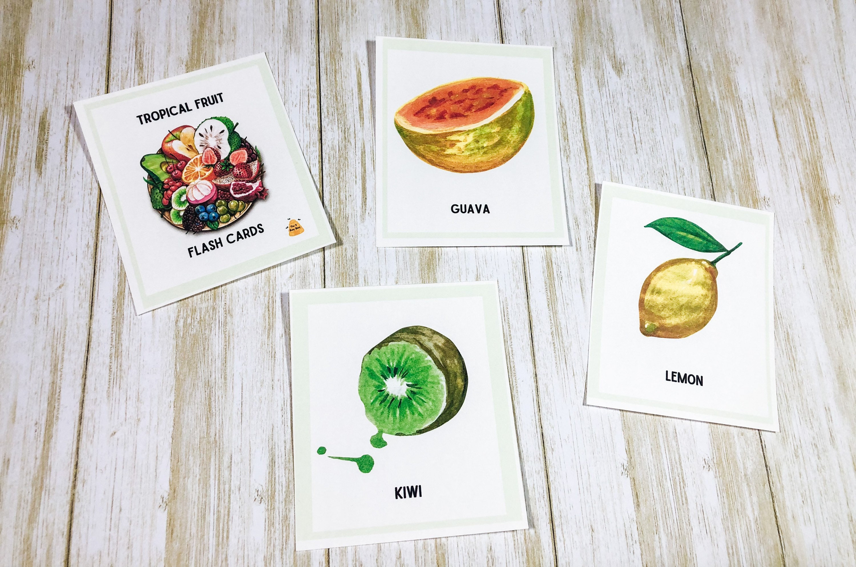 Tropical Fruit Flash Cards Montessori Printable Educational Material ...