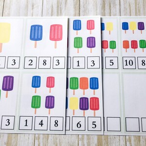 Popsicle Number Count and Clip Printable • Popsicle Clothes Pin Game ...
