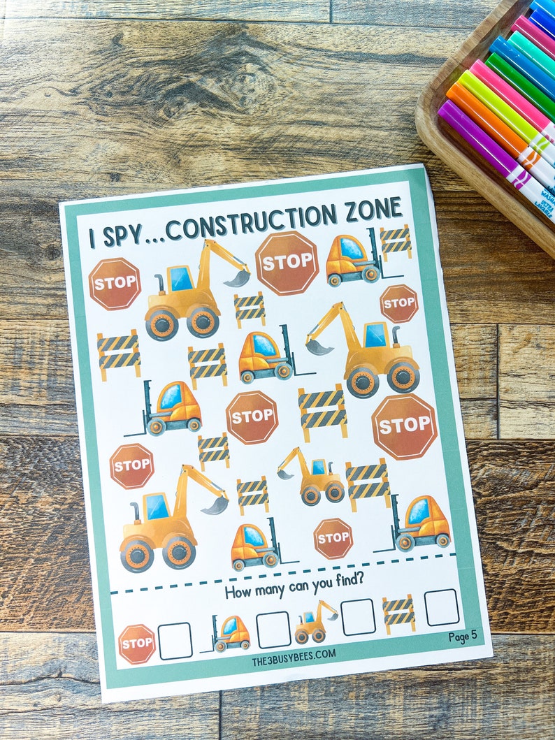 I Spy Construction Zone // I Spy Printable Game // Preschool Printables ...
