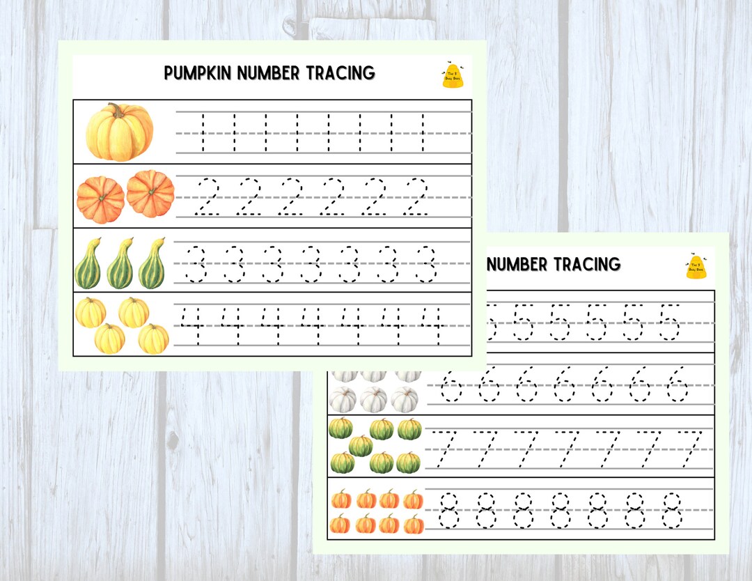 Pumpkin Number Tracing Worksheet / Fall and Halloween Learning - Etsy