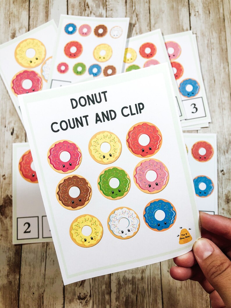 Donut Count and Clip Flashcards Printable Preschool - Etsy