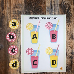 Lemonade Learning Bundle • Letter Matching Printable • Preschool Letter ...
