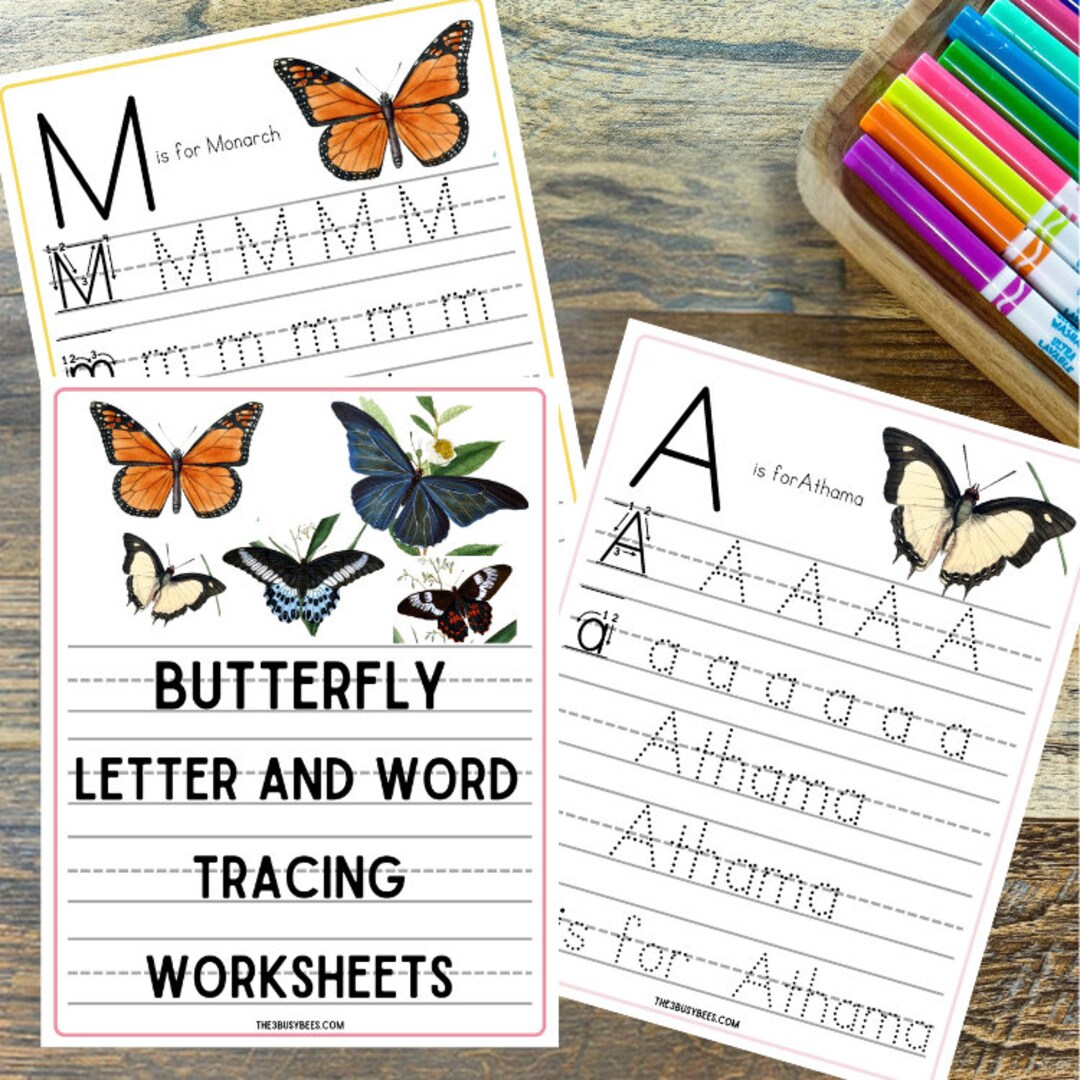 Butterfly Letter and Word Tracing • Montessori Printable • Butterfly ...