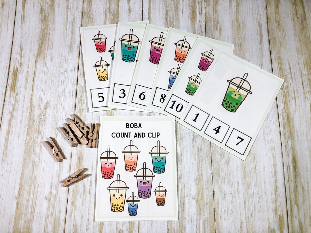 Boba Count and Clip Printable Clothespin Match Activity - Etsy