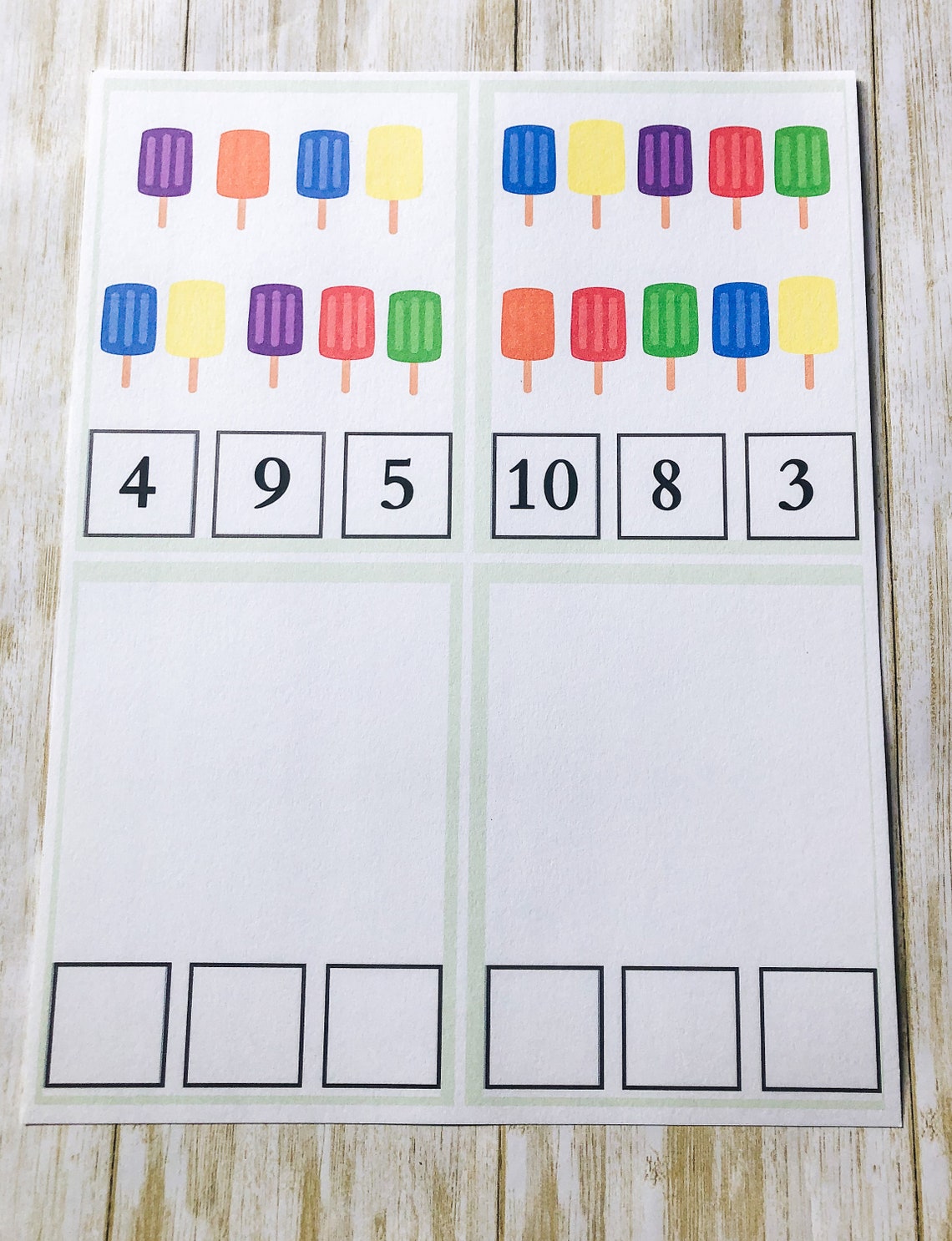 Popsicle Number Count and Clip Printable Popsicle Clothes Pin Game ...