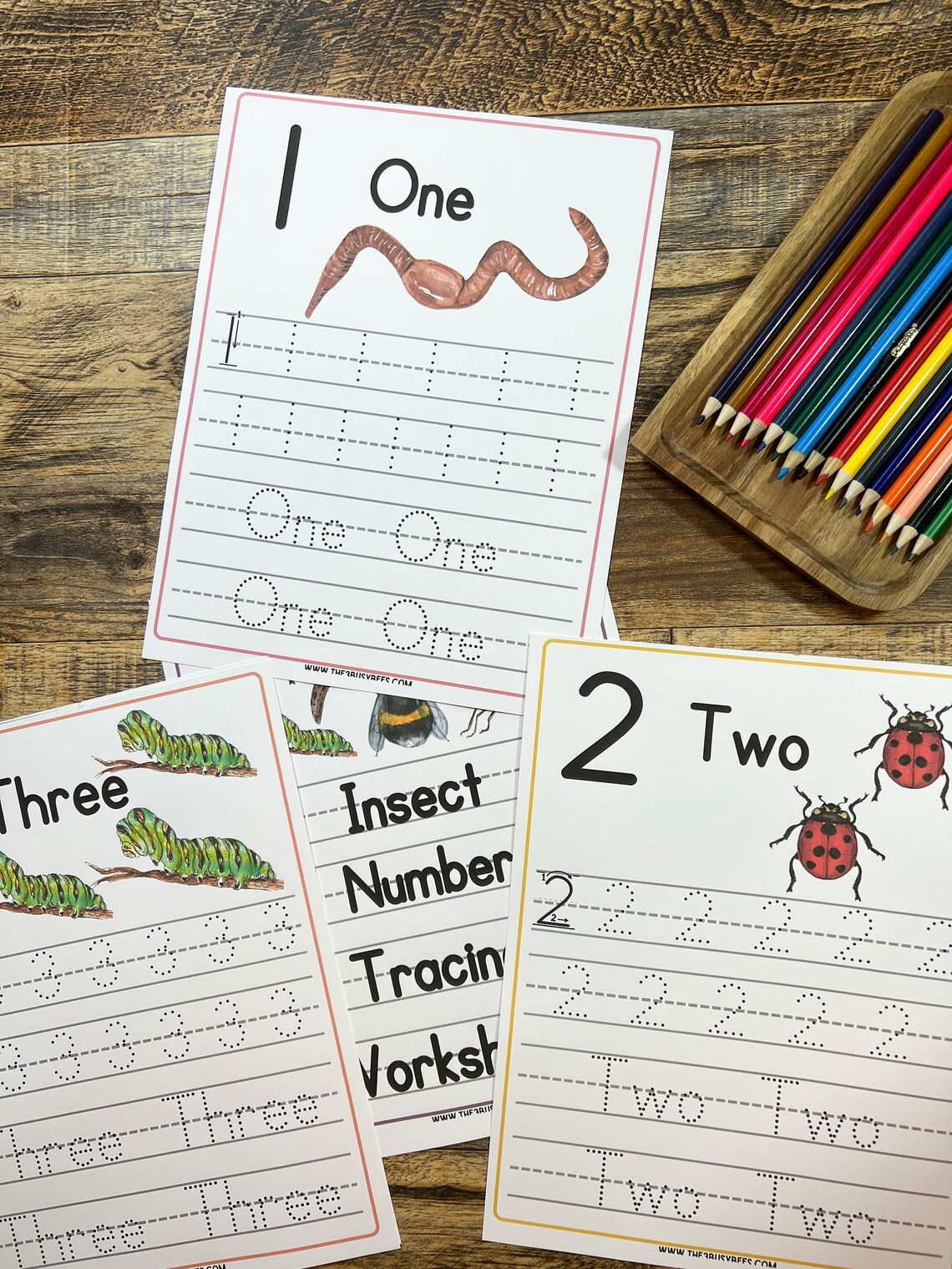 Insect Number Tracing Worksheet Insect Learning Mini Beasts Printable ...