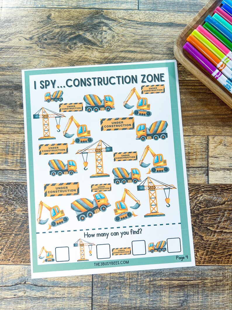 I Spy Construction Zone // I Spy Printable Game // Preschool Printables ...