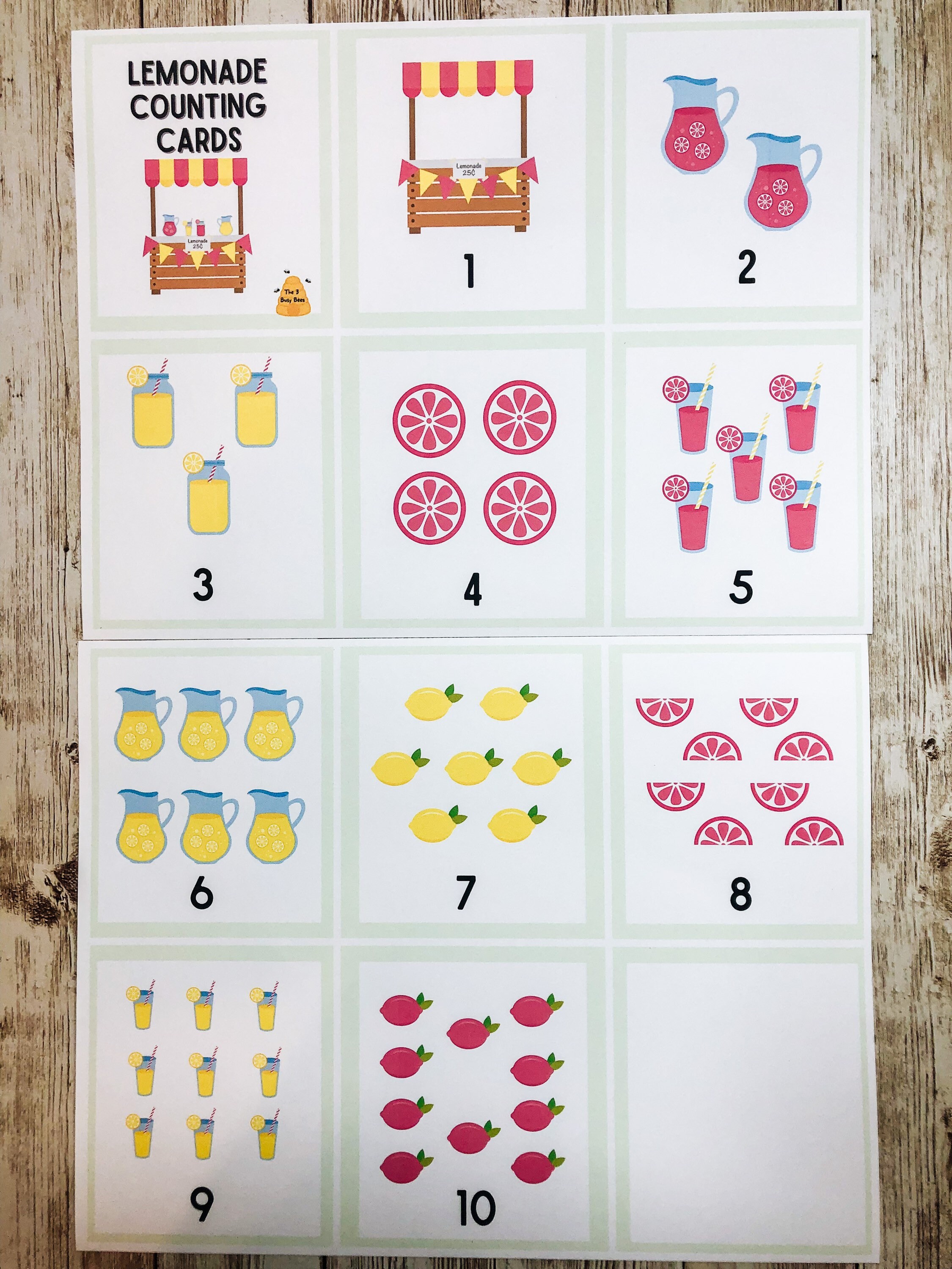 Lemonade Counting Cards Printable • Lemonade Number Learning • Lemonade ...