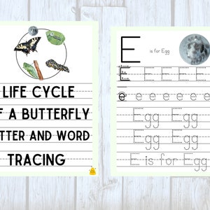 Life Cycle of a Butterfly Letter and Word Tracing Montessori - Etsy