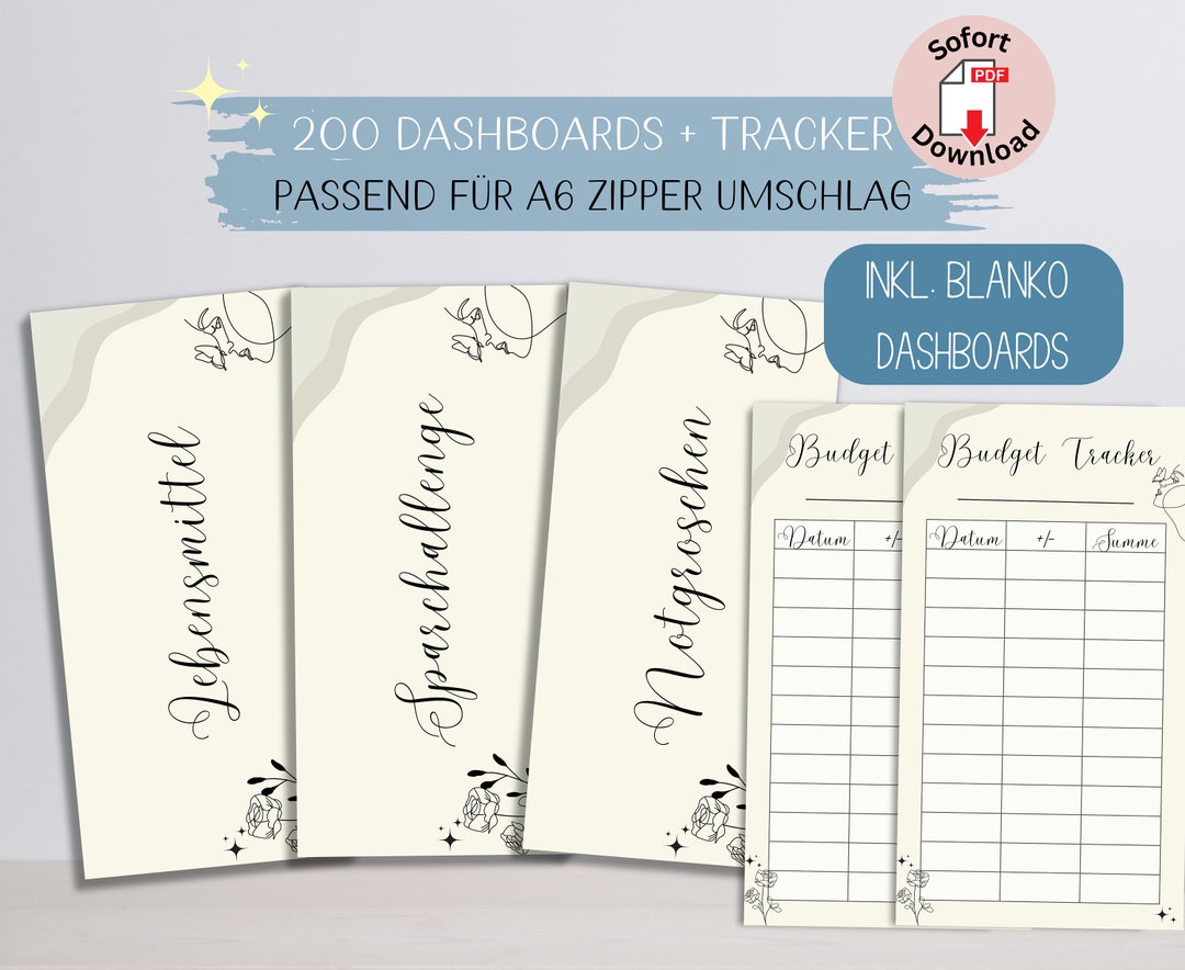 200 Dashboards Digital Labeled Blank Dashboards PDF Including Tracker ...