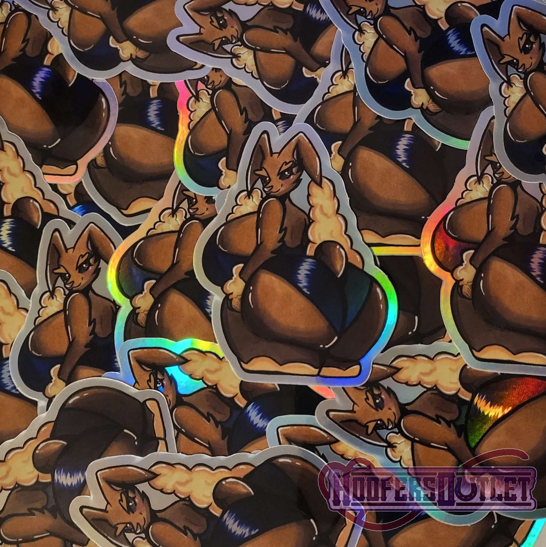 Thicc Lopunny Anthro Holographic Vinyl Sticker Furry Etsy