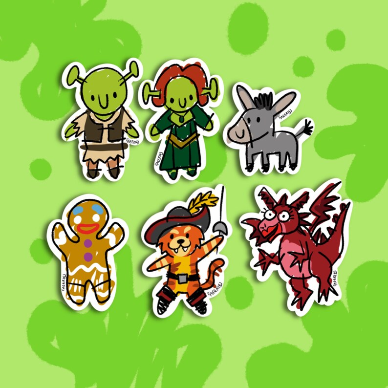 GLITTER STICKER PACK Shrek - Etsy