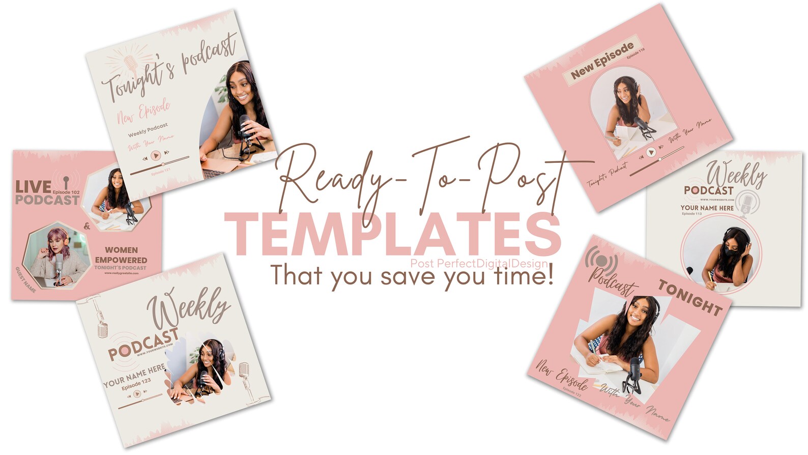 Podcast Post Templates Beige Pink Podcasting Instagram Story Post Canva ...