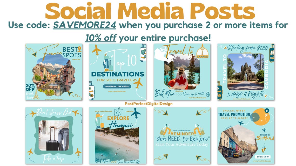 Bundle #2 - Travel Agent Marketing Quotes Post Templates - Travel Agent ...