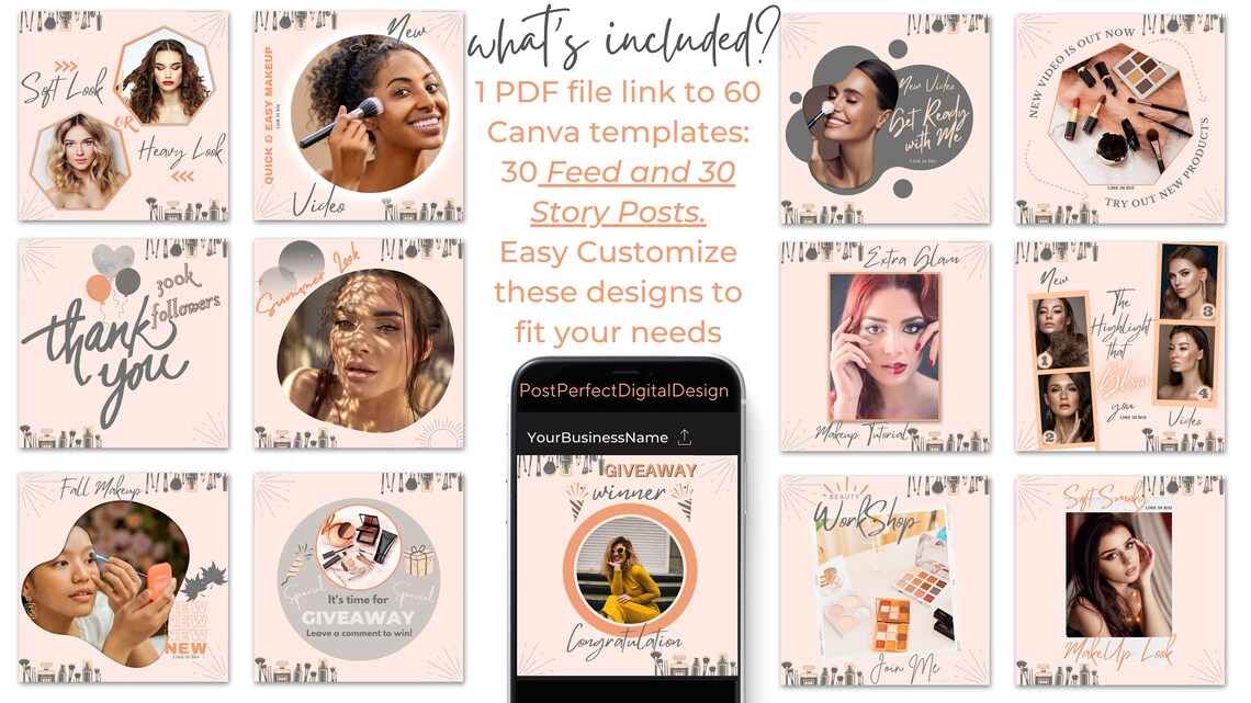 Makeup Artist Instagram Post Template Instagram Beauty Post - Etsy