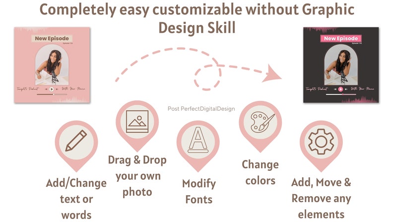 Podcast Post Templates Beige Pink Podcasting Instagram Story Post Canva ...