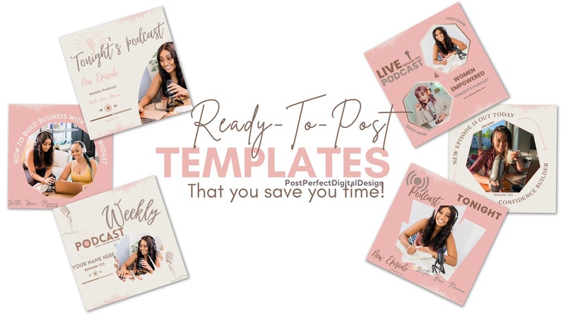 Podcast Post Templates Beige Pink Podcasting Instagram Story Post Canva ...