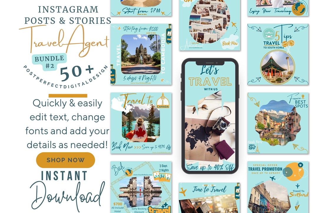 Bundle 2 Travel Agent Marketing Quotes Post Templates Travel Agent ...