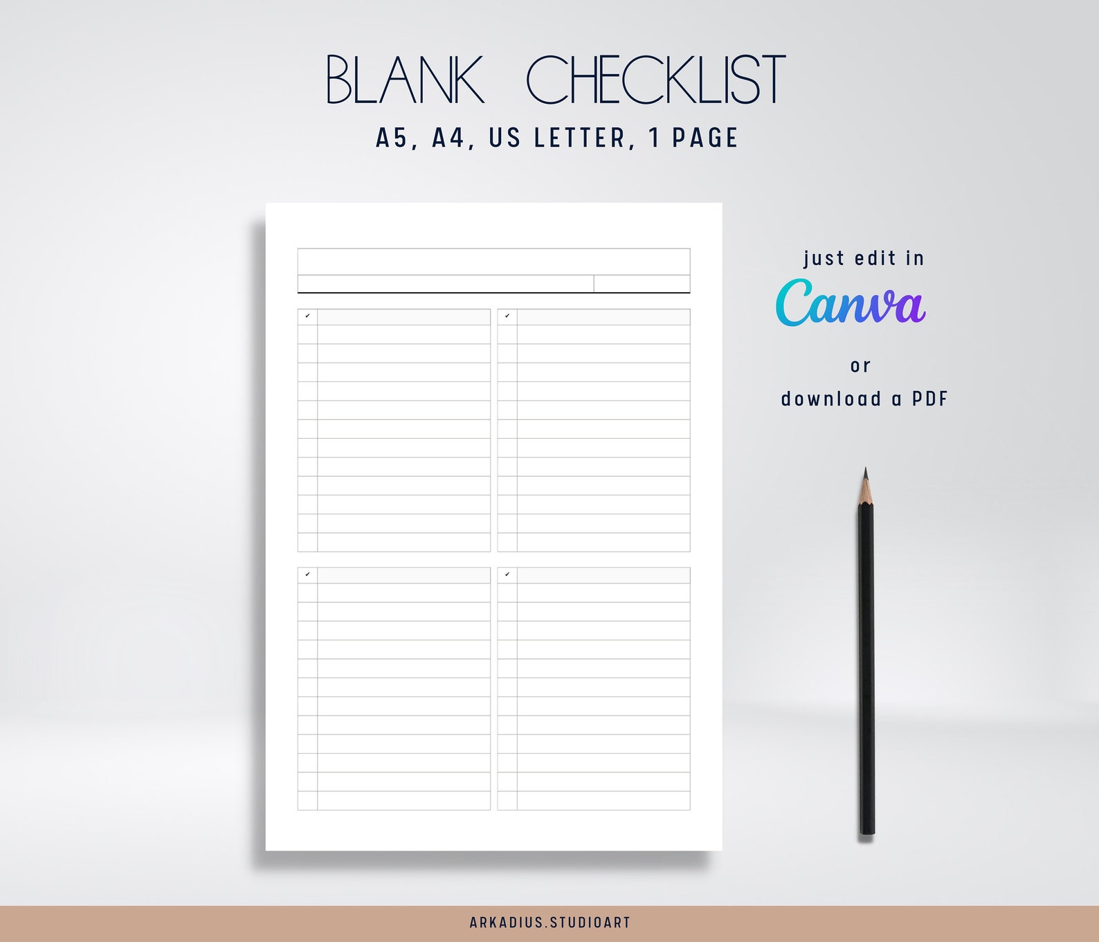 Blank Checklist Planner Printable, Checklist Planner, to Do List ...