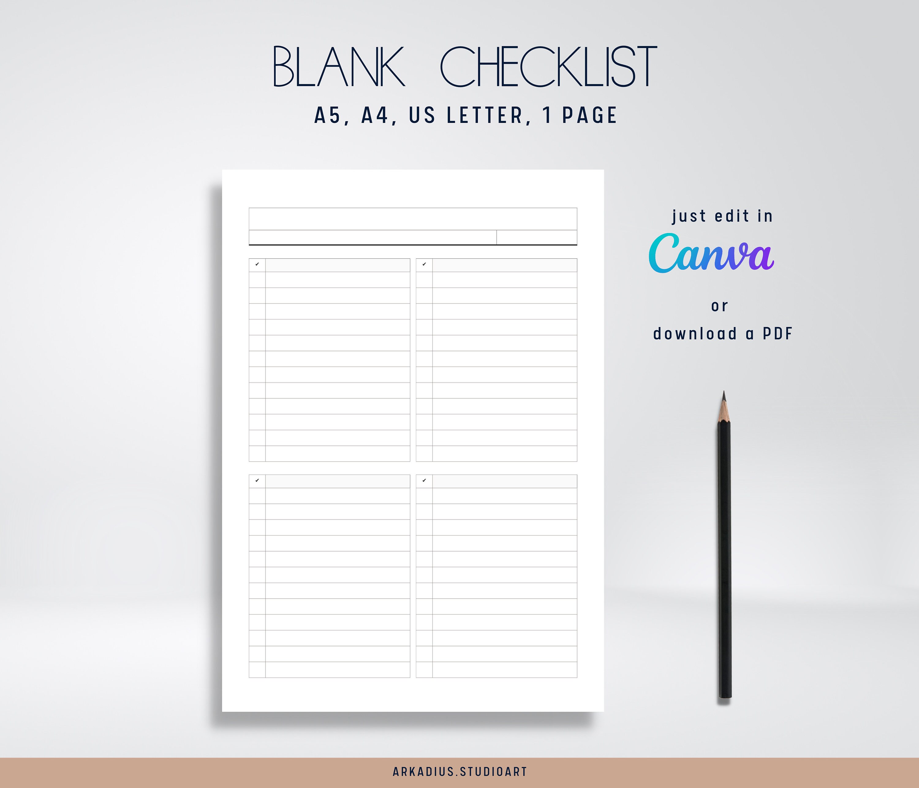 Blank Checklist Planner Printable, Checklist Planner, to Do List ...