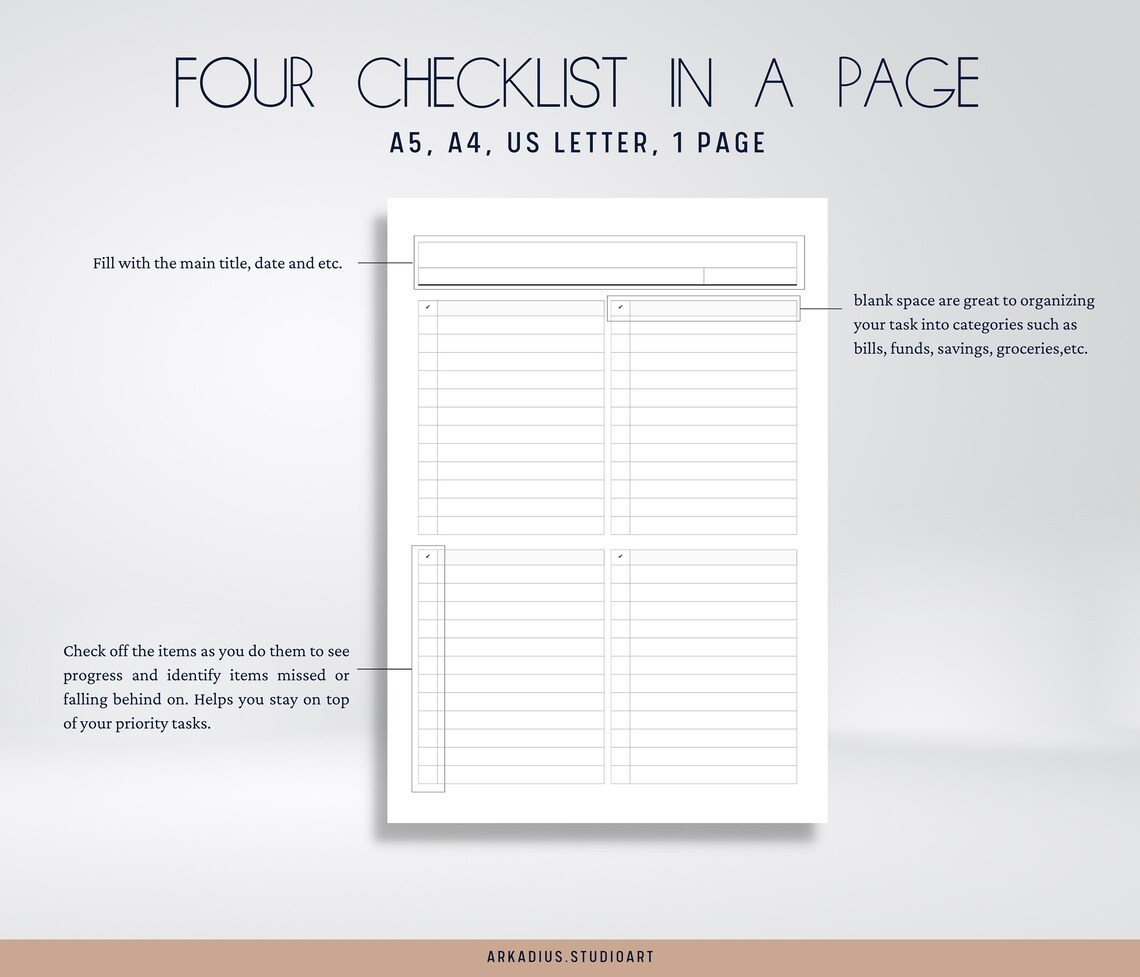 Blank Checklist Planner Printable, Checklist Planner, to Do List ...